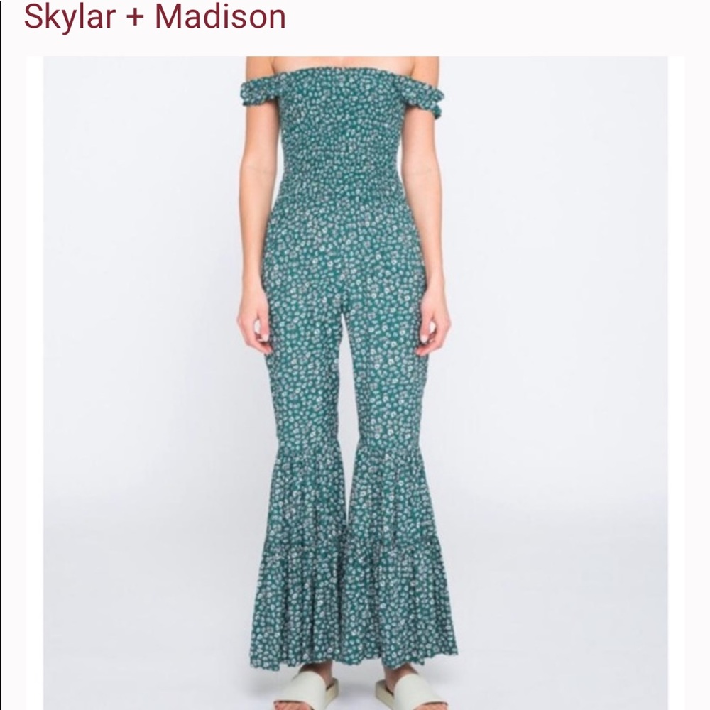Skylar And Madison Boho Bell Bottom Jumpsuit - Gem